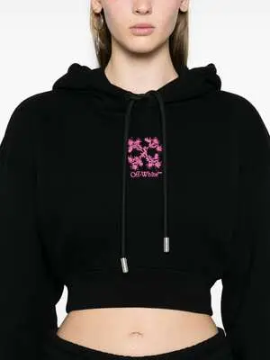 Off-White Arrows-embroidered Cropped Hoodie - Black