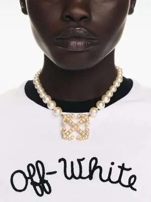 Off-White Pave Arrow-motif Necklace