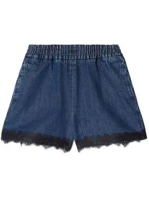 Off-White Lace Detailing Denim Shorts