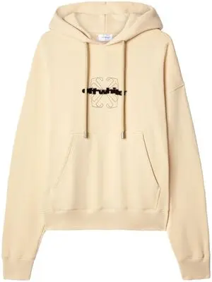 Off-White Flocked-logo Hoodie - Neutrals