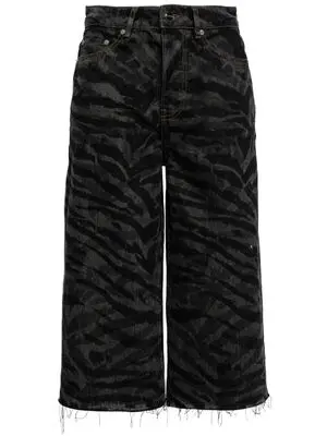 GANNI Zebra Print Denim Shorts