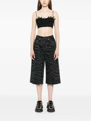 GANNI Zebra Print Denim Shorts