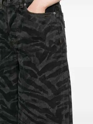 GANNI Zebra Print Denim Shorts