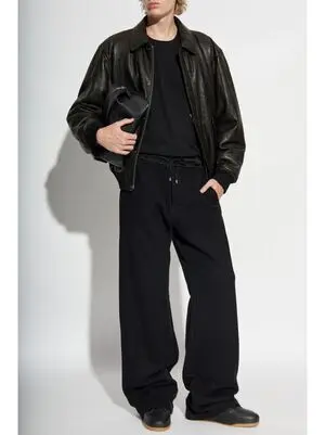 Saint Laurent Leather Bomber Jacket - Black