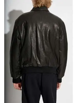 Saint Laurent Leather Bomber Jacket - Black