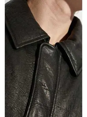Saint Laurent Leather Bomber Jacket - Black