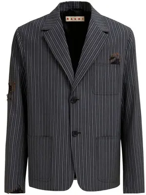 Marni Distressed-effect Striped Blazer
