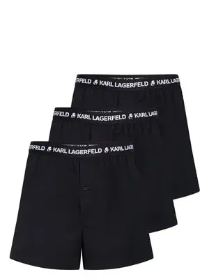 Karl Lagerfeld Logo-waistband Woven Boxer Shorts - Black