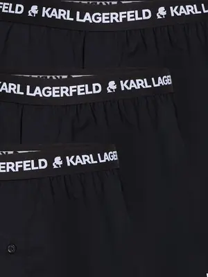 Karl Lagerfeld Logo-waistband Woven Boxer Shorts - Black