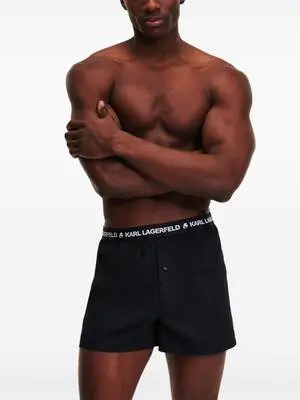 Karl Lagerfeld Logo-waistband Woven Boxer Shorts - Black