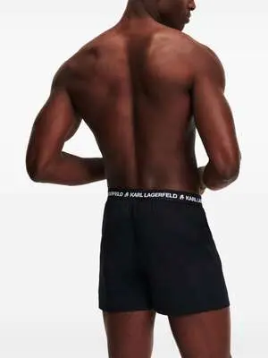 Karl Lagerfeld Logo-waistband Woven Boxer Shorts - Black