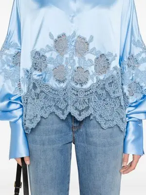 Ermanno Scervino Lace-panelled Shirt - Blue