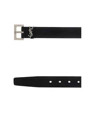 Saint Laurent Logo Plaque Belt - Black