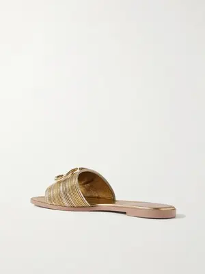 Valentino Garavani Vlogo Metallic Leather Slides