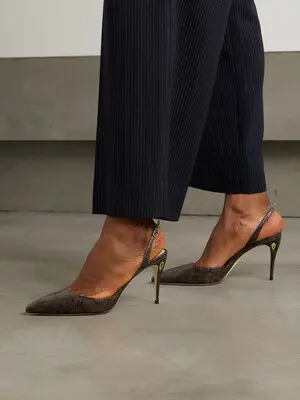 Jennifer Chamandi Vittorio 85 Elaphe Slingback Pumps - Brown