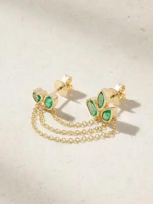 Shay Mixed Duo 18-karat Emerald Earrings - Gold