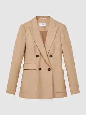 REISS Larsson Double-breasted Twill Blazer