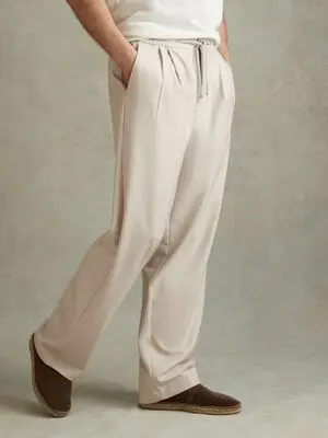 REISS Arden Relaxed Twill Drawstring Trousers