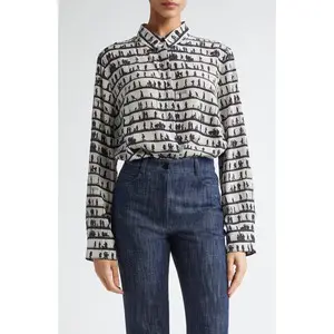Akris People Print Silk Crêpe De Chine Shirt