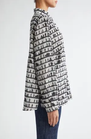 Akris People Print Silk Crêpe De Chine Shirt