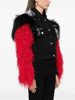 LOULOU Feather-detail Denim Jacket