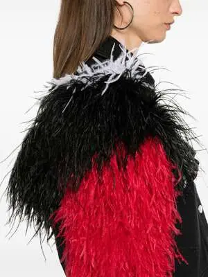 LOULOU Feather-detail Denim Jacket
