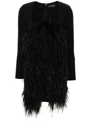 LOULOU Feather-trim Mini Dress