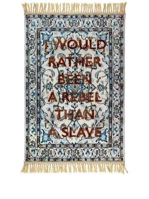SELETTI Slogan-print Burnt Carpet - Blue