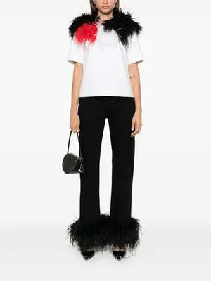LOULOU Feather-detail T-shirt