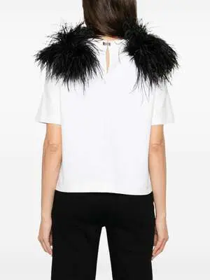 LOULOU Feather-detail T-shirt