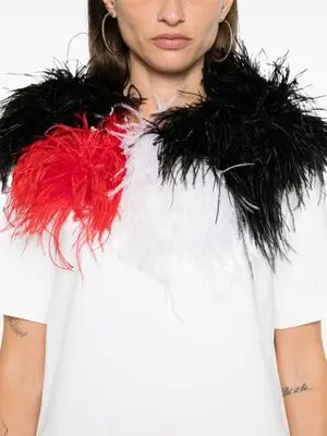 LOULOU Feather-detail T-shirt