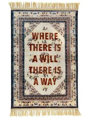 SELETTI Slogan-print Burnt Carpet - White