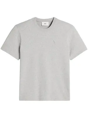AMI Paris Embroidered Logo T-shirt - Grey