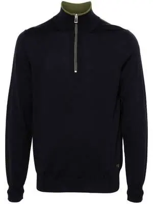 Paul Smith Merino-wool Half-zip Sweater - Blue