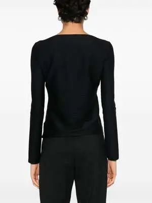 Emporio Armani Striped Boat Neck Long Sleeve Top