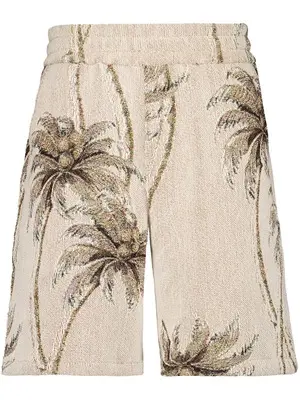 Amiri Twisted Palms Tapestry Shorts - Neutrals