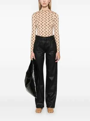 MARINE SERRE Recycled Moon Jersey Second Skin High-neck Top - Neutrals