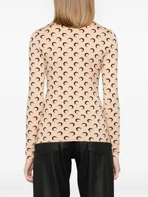 MARINE SERRE Recycled Moon Jersey Second Skin High-neck Top - Neutrals