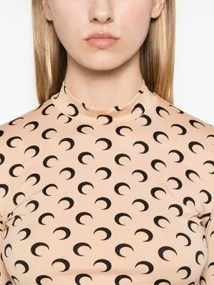 MARINE SERRE Recycled Moon Jersey Second Skin High-neck Top - Neutrals