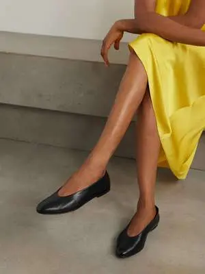Tove Darcy Leather Ballerina Flats - Black