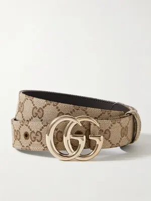 Gucci Gg Marmont Coated-canvas Belt - Neutrals