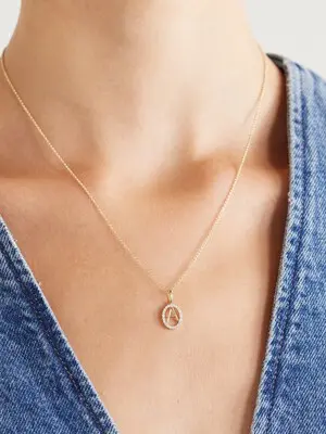 STONE AND STRAND Initial Diamond Necklace
