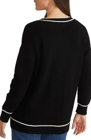 525 Emma Tipped Cotton Cardigan