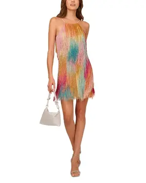 liv foster halter beaded fringe mini dress Liv Foster Amelia Beaded Fringe Mini Dress In Multi - 48% Off