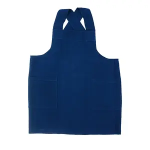 KAF HOME Firenze Stone Washed Linen Smock Apron - Blue