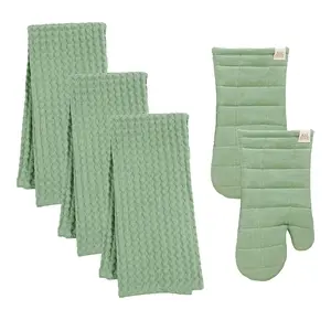 KAF HOME Monaco Kitchen Linen Bundle, Set Of 5 - Green