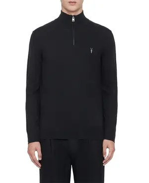 ALLSAINTS Kilburn Wool & Nylon Quarter Zip Sweater - Black