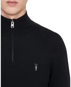 ALLSAINTS Kilburn Wool & Nylon Quarter Zip Sweater - Black