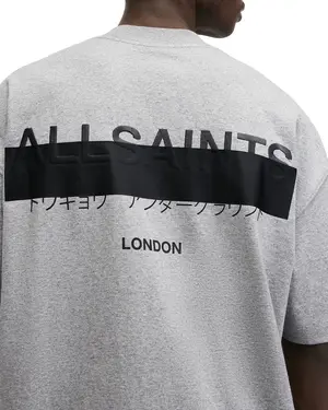 ALLSAINTS Redact Graphic Logo Tee - Grey Marl