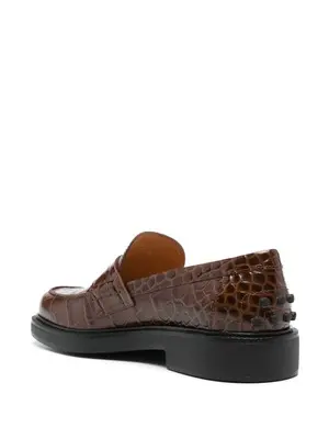 TOD'S Croc-effect Leather Loafers